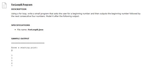 Solved ForLoopB Program DESCRIPTION Using A For Loop Write Chegg Com