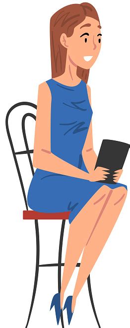 여자 기자 의자에 앉아 누군가 인터뷰 텔레비전 산업 개념 만화 스타일 벡터 일러스트 뉴스 캐스터에 대한 스톡 벡터 아트 및 기타