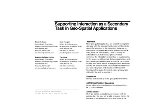 Pdf Supporting Interaction As A Secondary Task In Geo Spatial Applications David M Krum