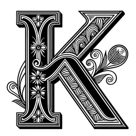 Ornamental Letter K With Decorative Background In Stylish Design