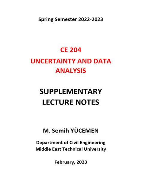 Ce 204 Lecture Notes Spring 2022 2023 Pdf Risk Statistics