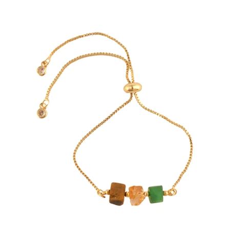 Genuine Uncut Rough Look Multi Stones With Zircon Slider Clasp Chain