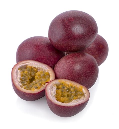Isolated Passionfruit Two Whole And Cut Of Passion Fruits Maracuya