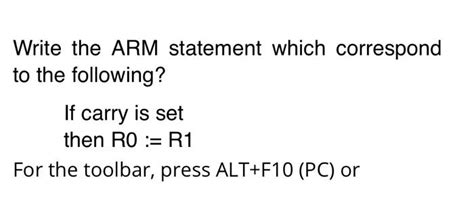 Solved Write The Arm Statement Which Correspond To The