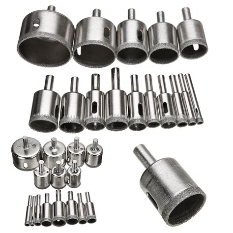 15pcs Diamond Coated Drill Bit Set Tile Marble Glass Ceramic Hole Saw