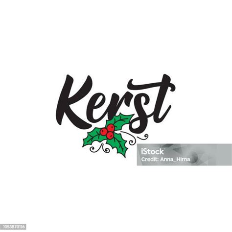 네덜란드어 텍스트 크리스마스 레터링입니다 배너입니다 서 예 벡터 일러스트입니다 Kerst 12월에 대한 스톡 벡터 아트 및 기타