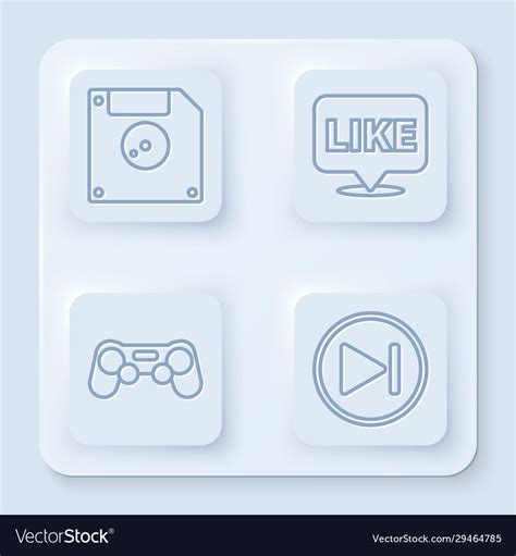 Set Line Floppy Disk For Computer Data Storage Vector Image