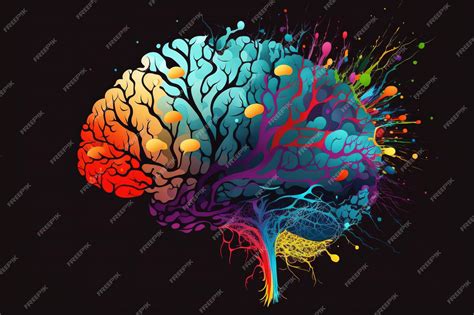 Premium Ai Image Neon Brain Colorful Brain Brain On A Black