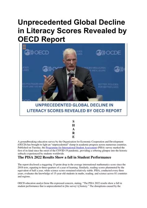 Ppt Oecd Report Unprecedented Global Decline In Literacy Scores Powerpoint Presentation Id
