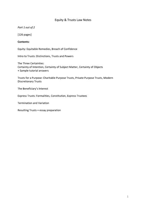 Equity And Trusts Notes Warning Tt Undefined Function 32 Warning Tt Undefined Function