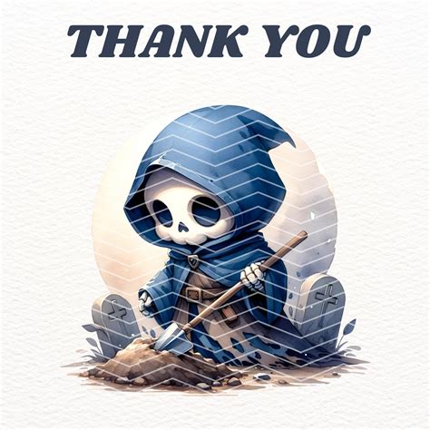 Cute Grim Reaper Watercolor Clipart For Halloween Perfect For