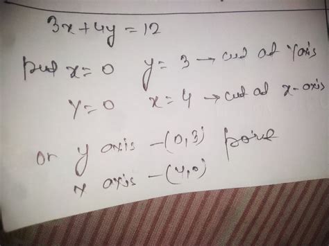 qiat the points where the graph of the equation 3 x 4 y 12 the x axis