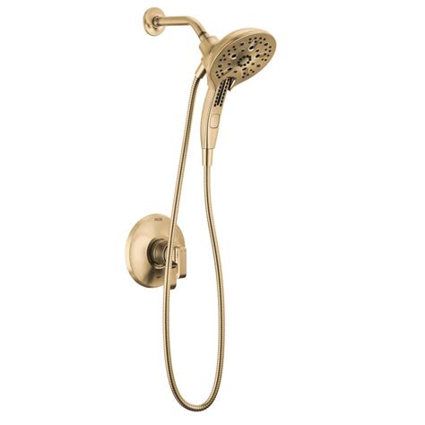 Delta Tetra 1 Handle Wall Mount Shower Trim Kit In Lumicoat Champagne