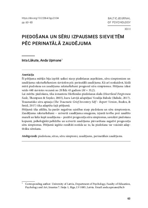 Pdf Forgiveness And Grief Symptoms In Women After Perinatal Loss