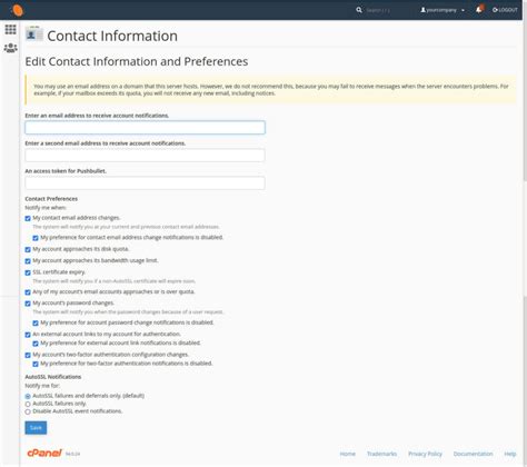 Update Cpanel Contact Info And Notifications Houston Office Hosting