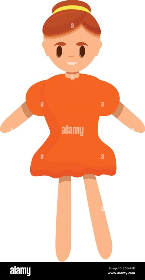 Doll In Red Dress Icon Cartoon Of Doll In Red Dress Vector Icon For