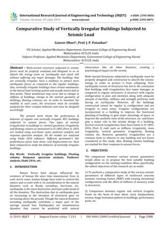 Irjet Comparative Study Of Vertically Irregular Buildings Subjected To