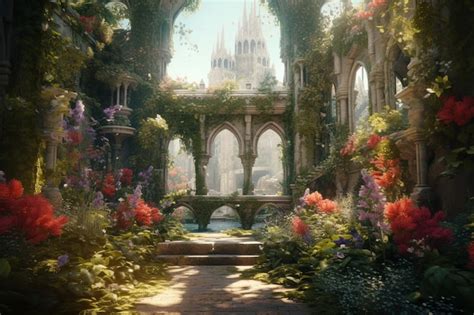 Premium Ai Image A Hidden Garden Within The Castle Walls Where The