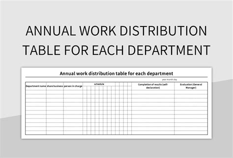 Annual Work Distribution Table For Each Department Excel Template And Google Sheets File For