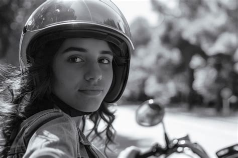 Model Wearing Motorcycle Helmet Portrait Ai Generated Image