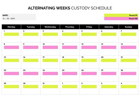 Free Custody Schedule Templates To Edit And Print