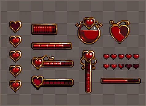 Made Some Health Bar Sprites To Practice Drawing Ui Rpixelart