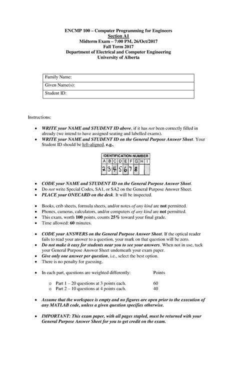 Encmp Fall Midterm Exam Encmp Computer Programming For