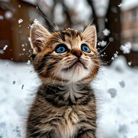 «Мальенкая кошка радуется первому снегу… — видео создано в Шедевруме