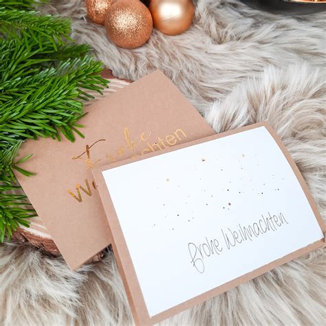 Weihnachtskartenset Frohe Weihnachten Gold Veredelt Modern Schlicht Edel Kraftpapier