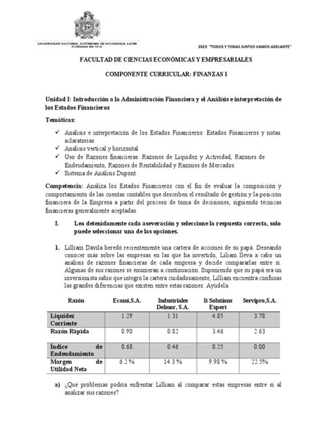Guìa Anàlisis E Interpretaciòn De Las Razones Financieras 1 Descargar