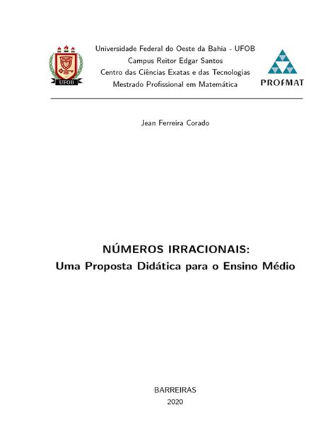 Dissertao Jean Ferreira Corado Pdf Número Real Números