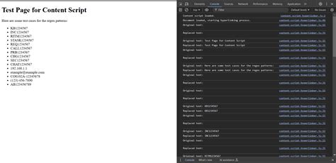javascript chrome extension content script stops execution at first
