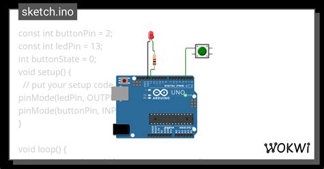 projeto acendendo led com controle do botão Wokwi ESP STM Arduino Simulator