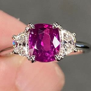 Stunning Gia Ctw Ruby E Vs Diamond Platinum Ring Natural Purplish