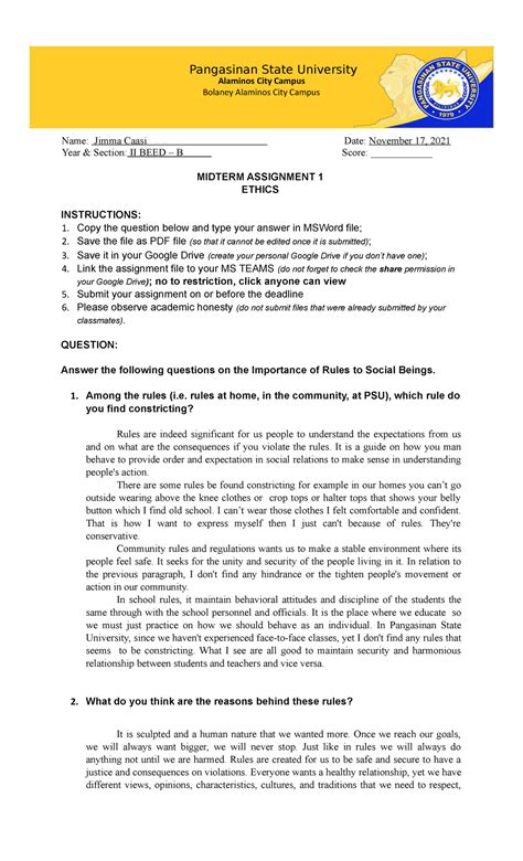 Midterm Assignment 1 1 Jimmacaasi I Beed B Name Jimma Caasi Date