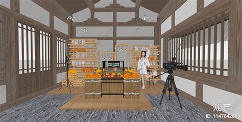 新中式助农直播间su模型下载【id1147842663】知末su模型网