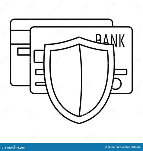 Protected Credit Card Icon Outline Style Stock Vector Illustration