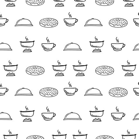 Premium Vector Food And Beverage Seamless Pattern In Hand Drawn Style