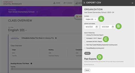 Teacher Dashboard Csv Export Scholastic Digital Manager