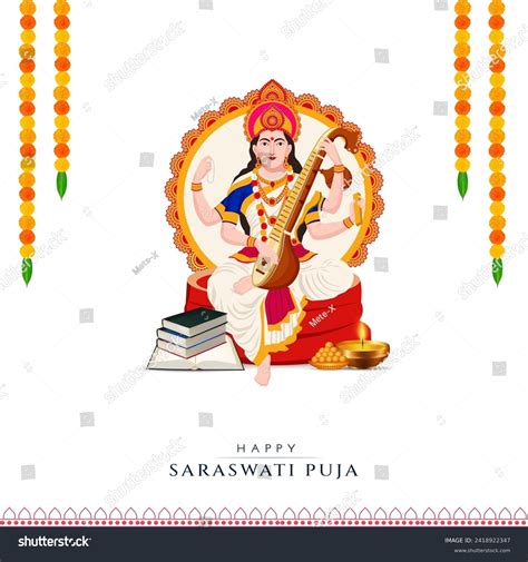 Vasant Panchami Saraswati Puja Basant Social Stock Vector Royalty Free
