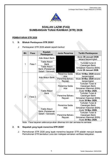 Str Fasa 2 Semakan And Jumlah Bayaran 30 Mac 2026