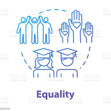 같음 개념 아이콘입니다 긍정적 인 지원 다양한 커뮤니티 대학 졸업 진보적 인 교육 아이디어 얇은 라인 그림 벡터 절연 윤곽선 Rgb 색상 드로잉 편집 가능한 스트로크 개념에
