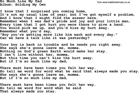 So Much Like My Dad By George Strait Lyrics