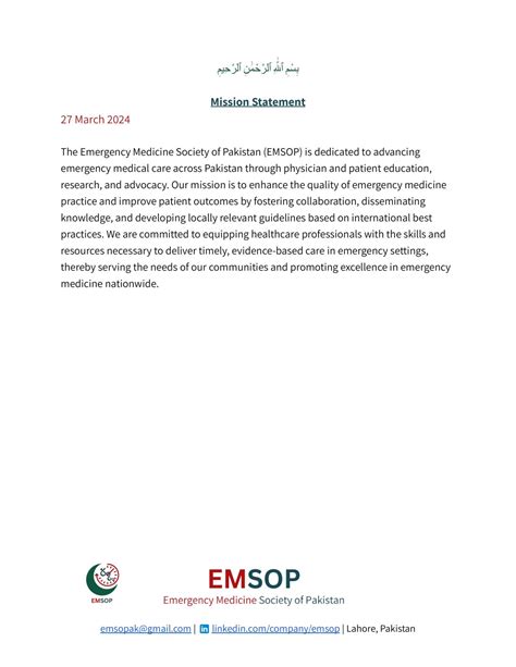 Our Mission Statement Emergency Medicine Society Of Pakistan Emsop