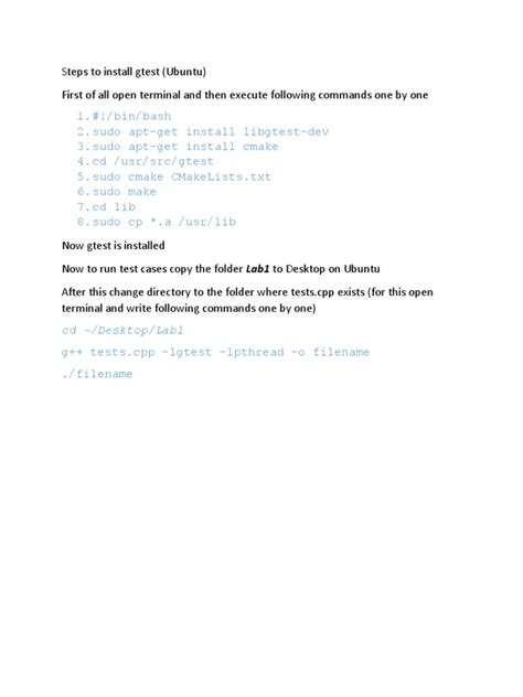 Steps To Install Gtest Pdf