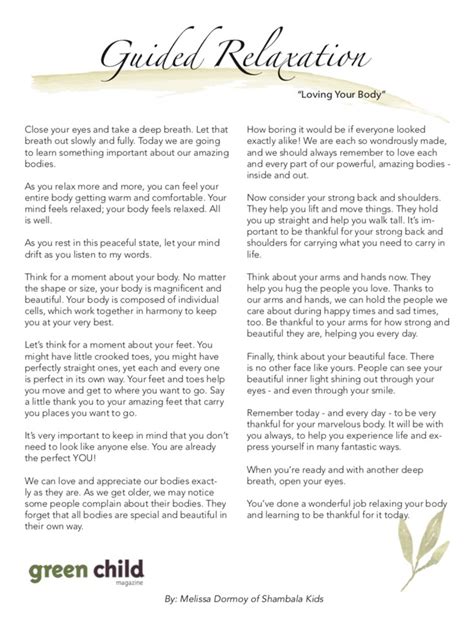 Guided Meditation Script Loving Your Body Guided Meditation Scripts