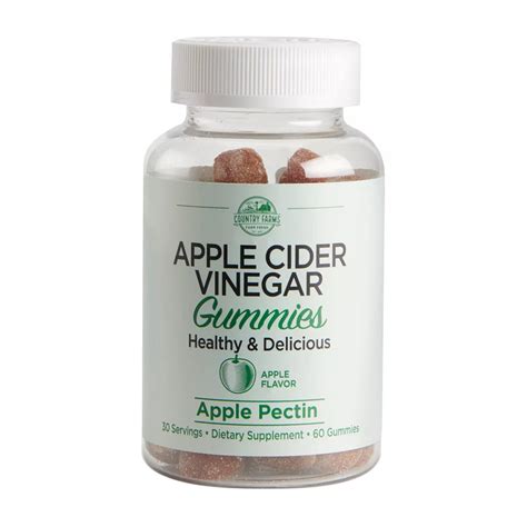 Country Farms Apple Cider Vinegar Gummy Supplement Apple Flavor 60 Ea