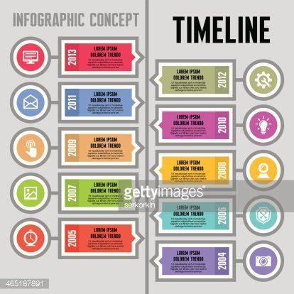 Infographic Vector Concept In Flat Design Style Timeline Ste Stock Clipart Royalty Free