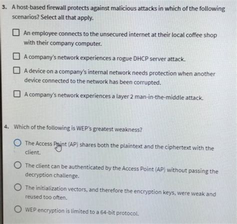Solved A Host Based Firewall Protects Against Malicious Attacks In Which Of The Following