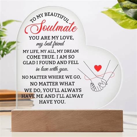 To My Soulmate Personalized Heart Acrylic Photo Plaque Romantic Message